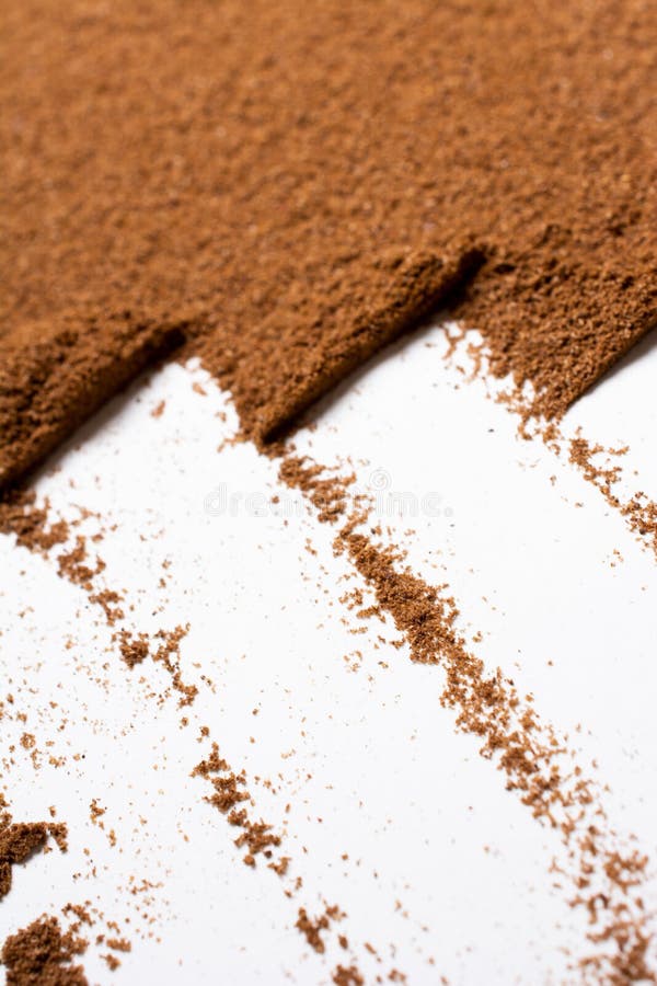Brown Minced Fresh Coffee Powder Scattered on the White Surface Stock ...