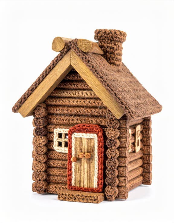 Brown Miniature Log Cabin Model on White Background Stock Illustration ...