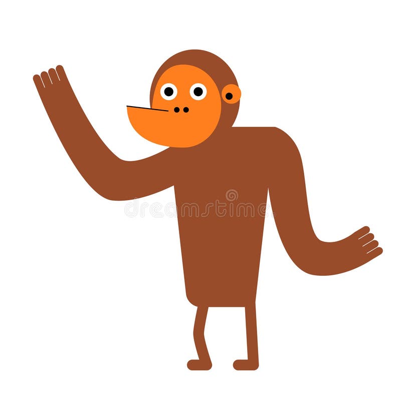 Brown Monkey Flat Illustration Stock Vector - Illustration of white ...