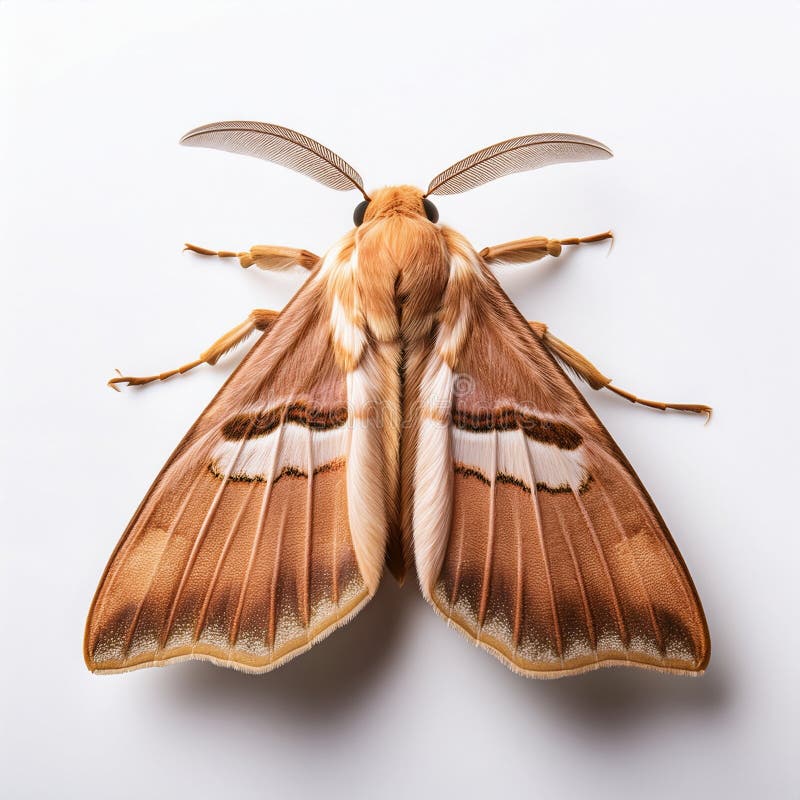 Brown Moth with Intricate Wing Patterns Resting on a White Surface ...