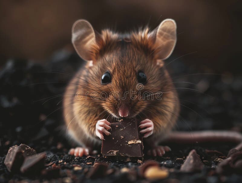 A Brown Mouse Eating Chocolate. Generative AI Stock Image - Image of ...