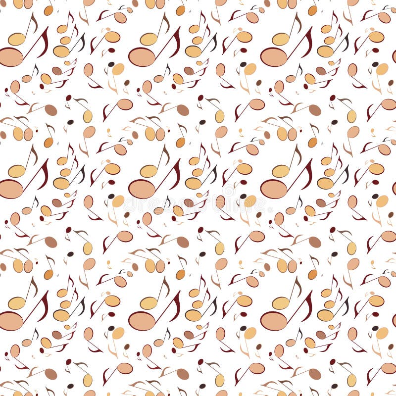Brown Musical Notes are Randomly Scattered Over a White Background ...