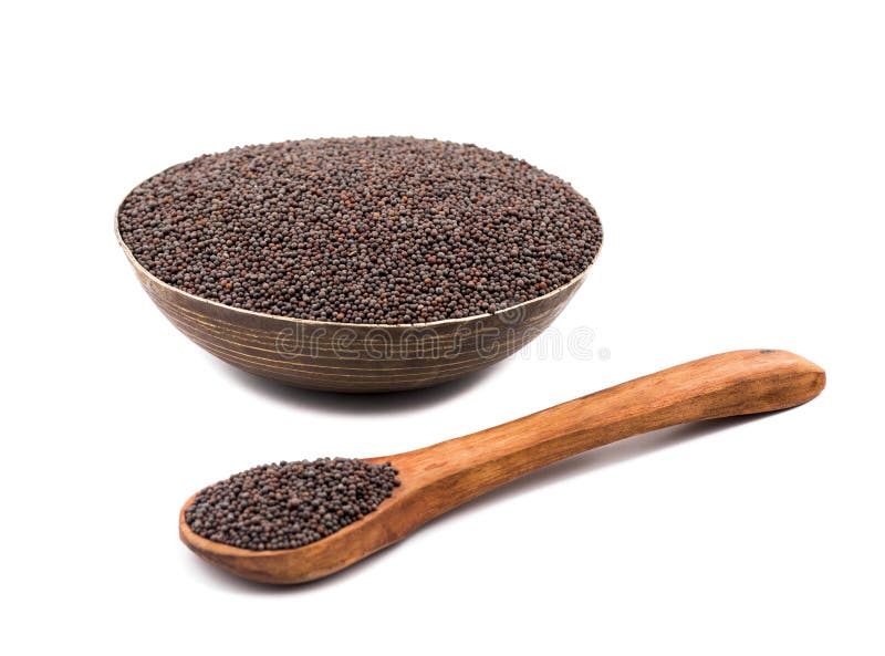 Brown Mustard Seeds Also Know As Rai Spice on White Background Stock ...