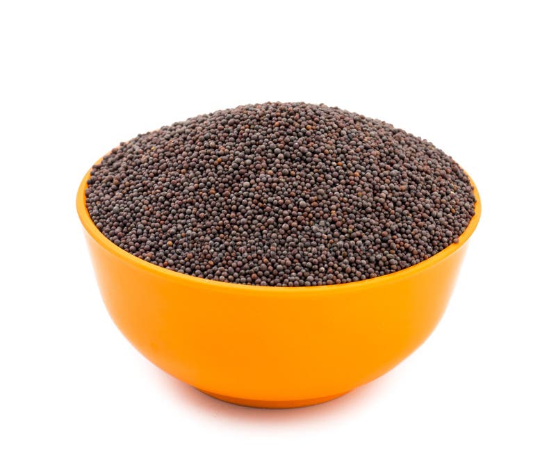 Brown Mustard Seeds Also Know As Rai Spice on White Background Stock ...