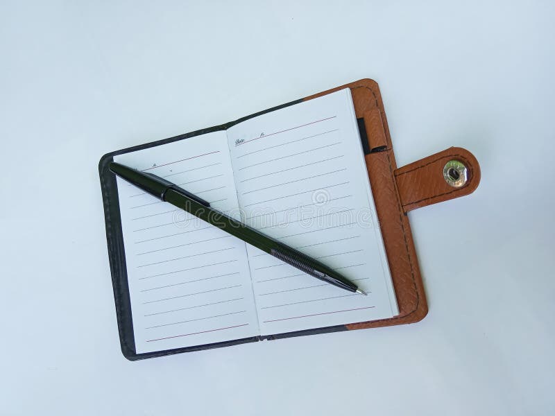 Brown Note Book and Black Pen Stock Image - Image of notepad, object ...