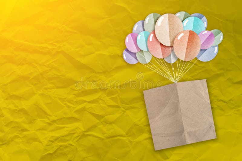 Brown Note Paper with Balloons Shape Paper Cut Stock Image - Image of ...