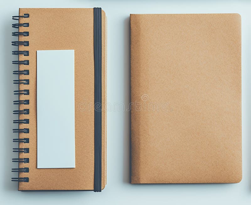 Brown Notebook Mockup Spiral Bound Blank Paper Notepads Eco Top Work ...