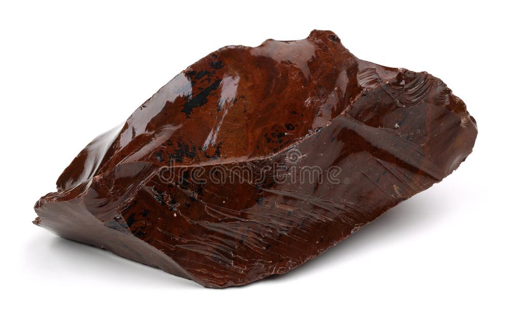 Brown Obsidian Piece Isolated on White Stock Image - Image of brown ...
