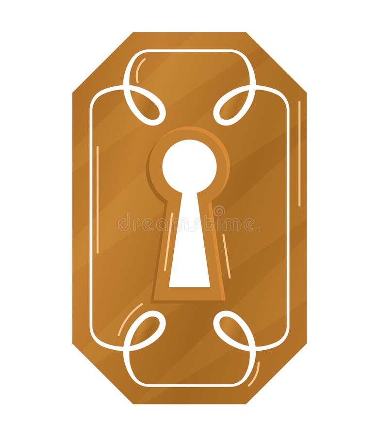 Brown Octagonal Vintage Label with a Keyhole Design. Antique Lock ...