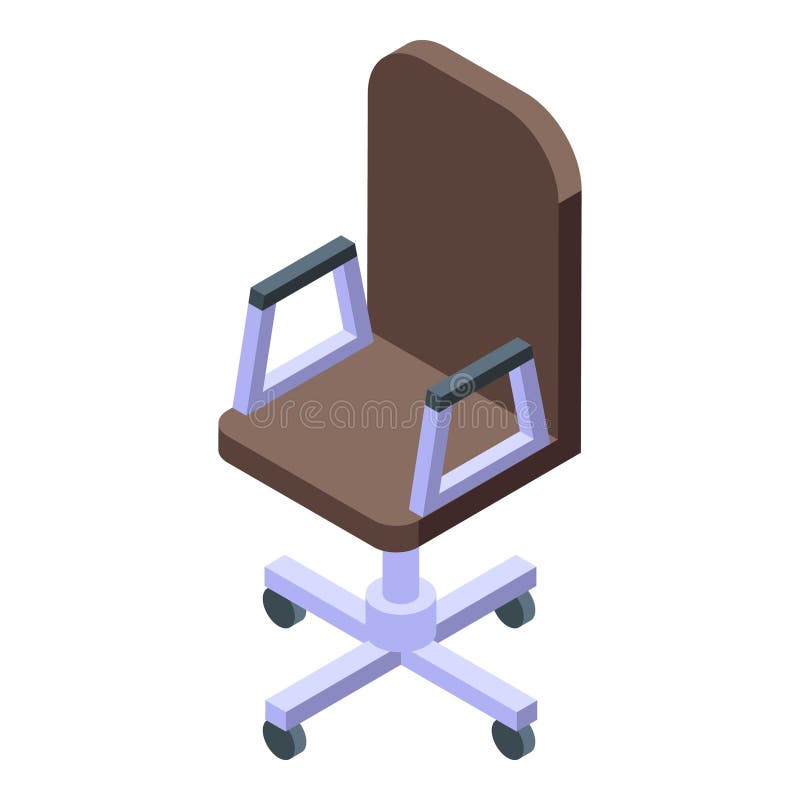 Brown Office Chair Standing on Wheels Isometric View Stock Illustration ...