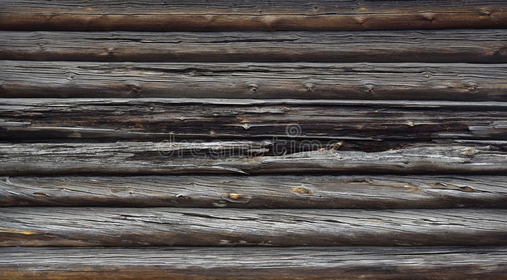 Brown Old Log Wall. Wooden Decrepit Texture Stock Image - Image of ...