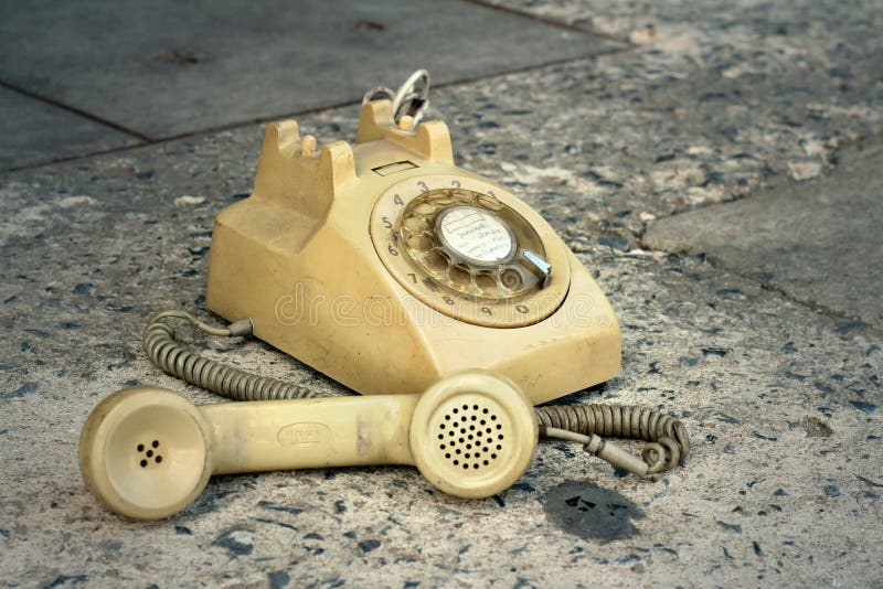 Brown Old Phone Vintage Style on a Floor. Stock Photo - Image of white ...