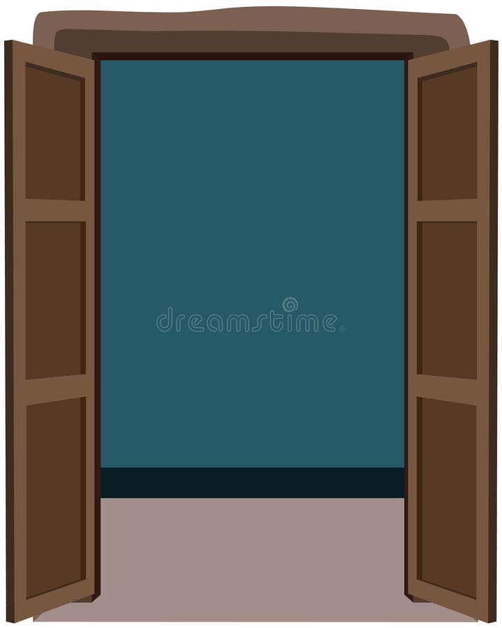 Brown Open Door with Door Frame Vector Design. Front Gate Symbol ...
