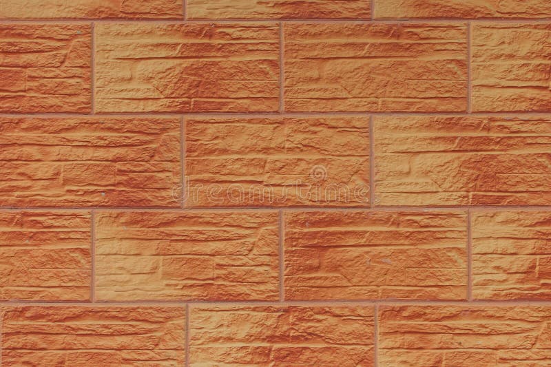 Brown-orange Paint Large Brick Blocks Masonry Wall Texture Background ...