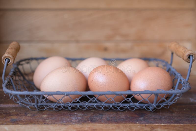 Brown Organic Freshly Collected Farm Eggs in Vintage Box . Easter ...