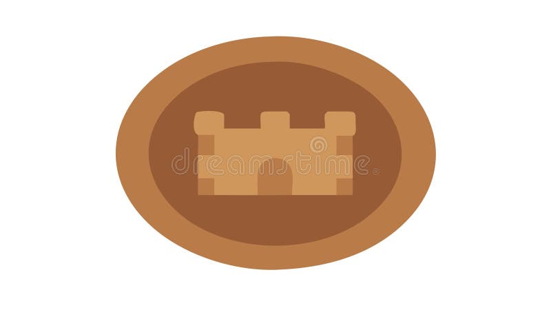 Brown Oval Icon Featuring a Brown Castle or Fortification Structure ...