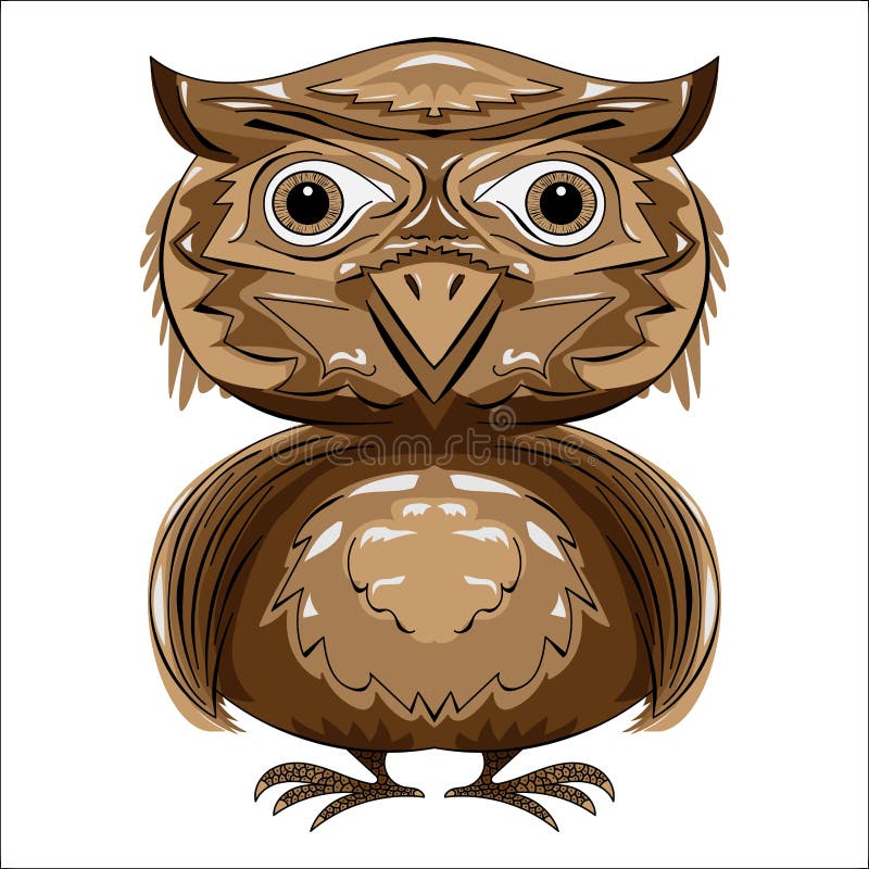 Brown owl front view stock illustration. Illustration of front - 138661110