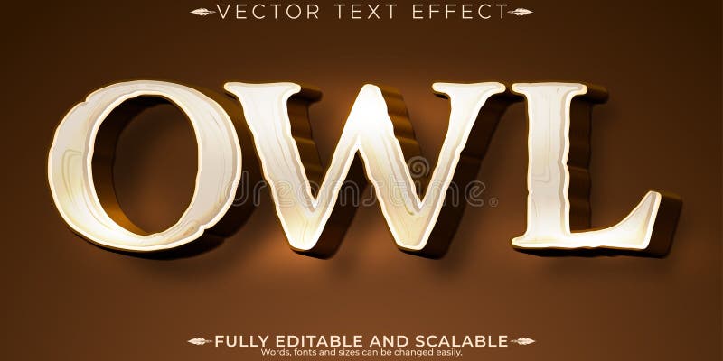 Brown Owl Text Effect, Editable Forest and Animals Font Style Stock ...