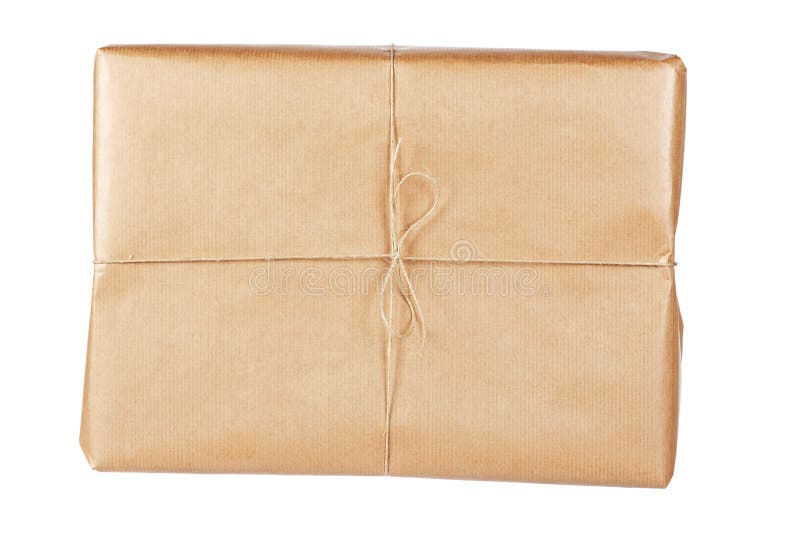 Parcel Wrapped in Brown Paper and String, Isolated Stock Image - Image ...