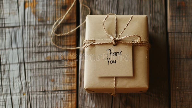 A Brown Package with a Heartfelt Thank You Note Attached To it, Placed ...