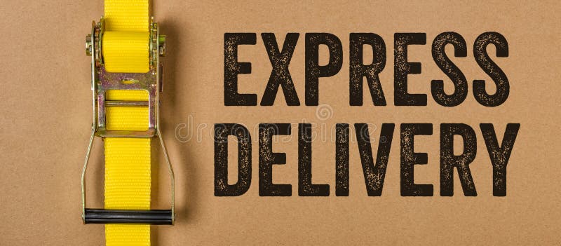 A Brown Package Labeled with Express Delivery Stock Photo - Image of ...