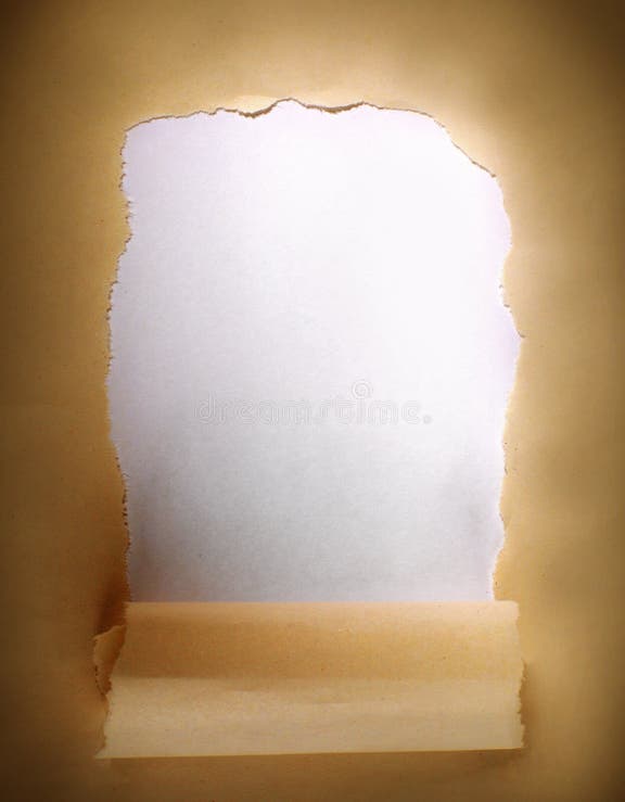 Brown Package Paper Torn To Reveal White Panel Stock Image - Image of ...