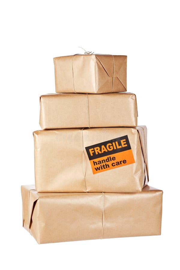 Brown packages stock image. Image of freight, label, correspondence ...
