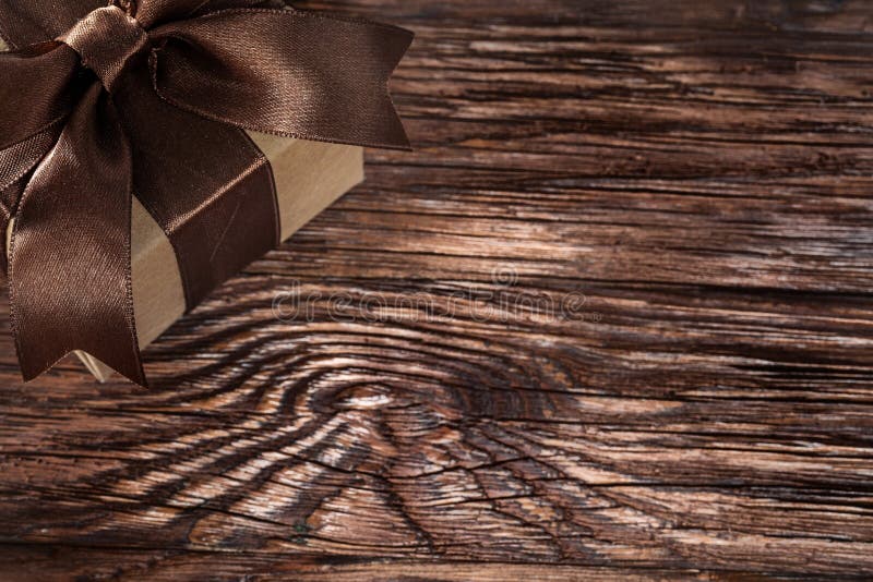 Brown Packed Present Box on Vintage Board Stock Image - Image of ...