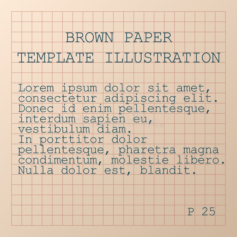 Brown Page of an Old Vintage Checkered School Notebook. Modern Retro ...