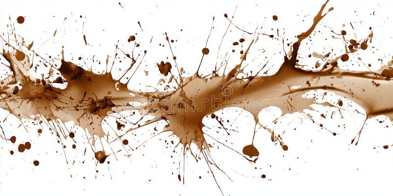 Brown Paint Splashes. Messy Dynamic Splatter Pattern Isolated on White ...