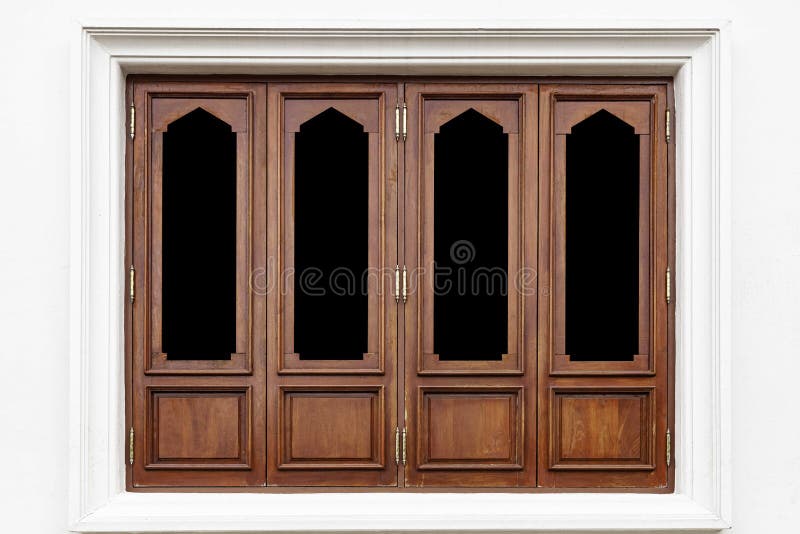 Brown Painted Wooden Window Frame Isolated on a White Background Stock ...