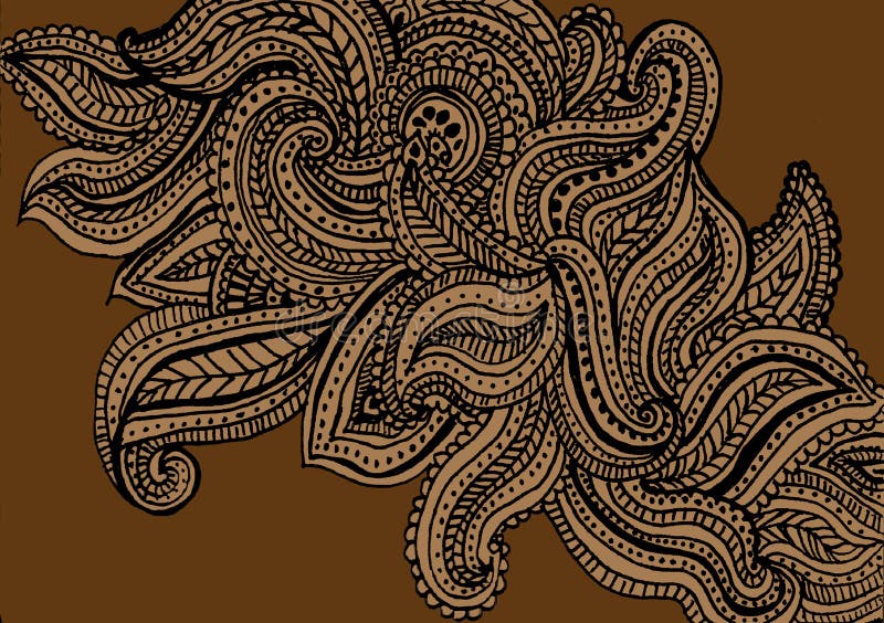 Brown Paisley Pattern Background Design Stock Illustration ...