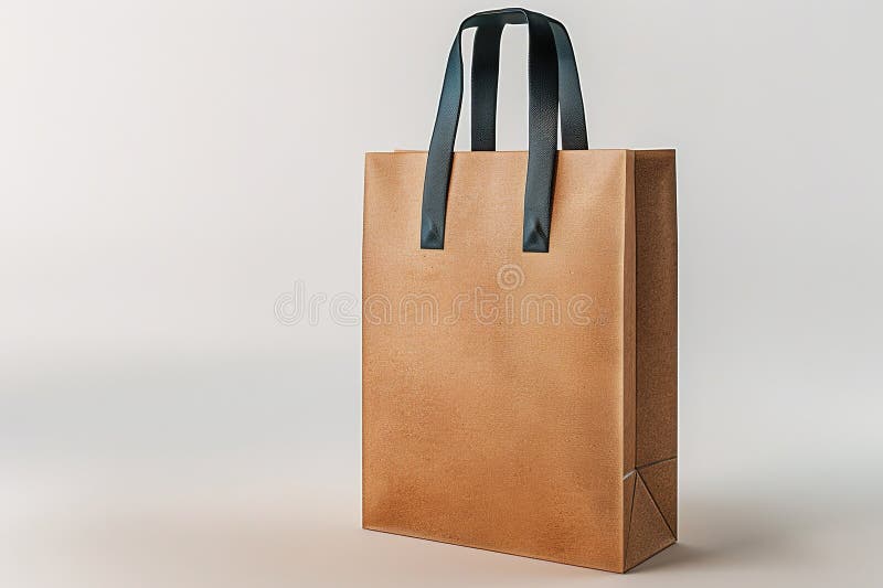 Brown Paper Bag with Black Handles, Clean Design Stock Illustration ...