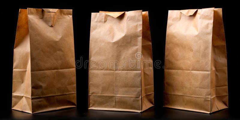 A Brown Paper Bag in Different Angles Isolated on a Black Background AI ...
