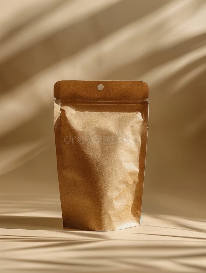 Brown Paper Bag for Eco-friendly Packaging on Beige Background Stock ...