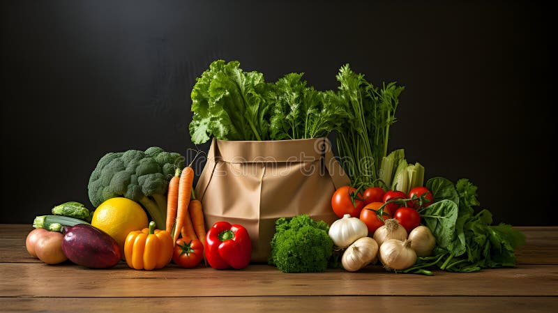 Brown Paper Bag Filled with Fresh Produce - AI Generated Stock ...
