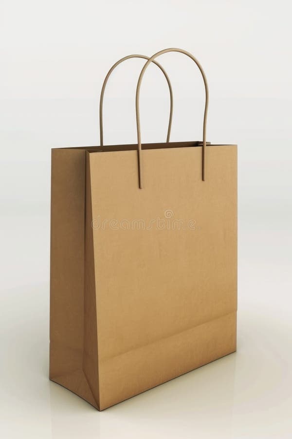 A Brown Paper Bag with Handles on a White Surface Stock Illustration ...