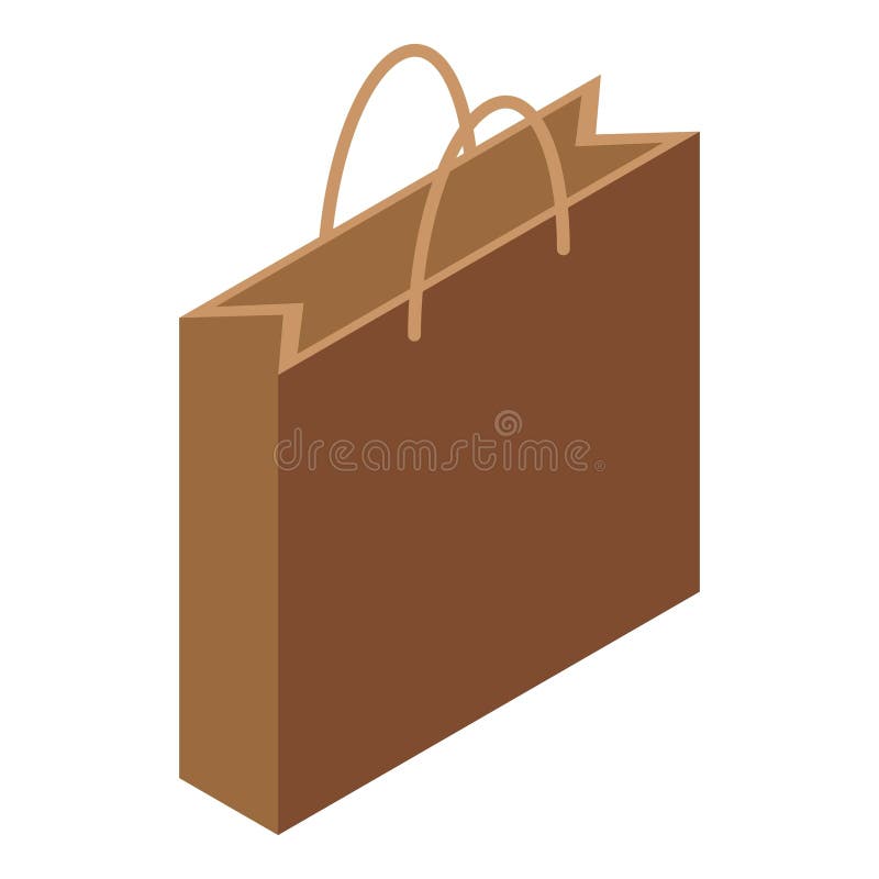 Brown Paper Bag Standing with Handles Folded Isometric View Stock ...