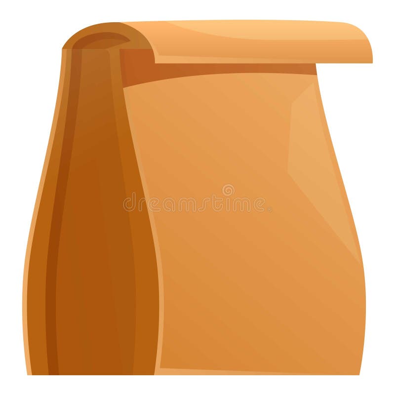 Brown Paper Bag Standing Up with Folded Top Stock Vector - Illustration ...