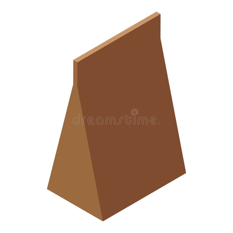 Brown Paper Bag Standing Up Isometric Illustration Stock Illustration ...