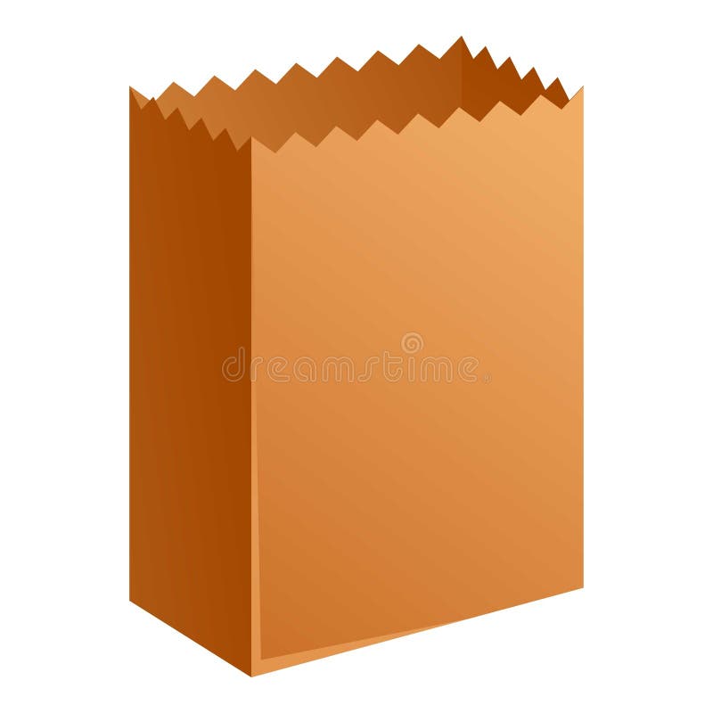 Brown Paper Bag Standing Upright Isolated on White Stock Vector ...