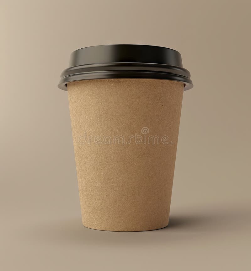 A Brown Paper Coffee Cup with Black Lid Stock Image - Image of ...