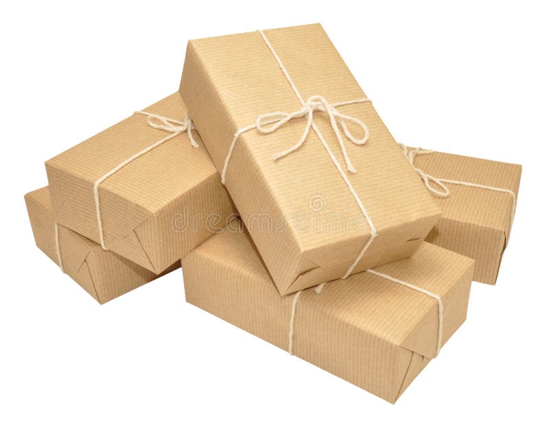 Two Brown Paper Parcels stock image. Image of isolated - 27948475