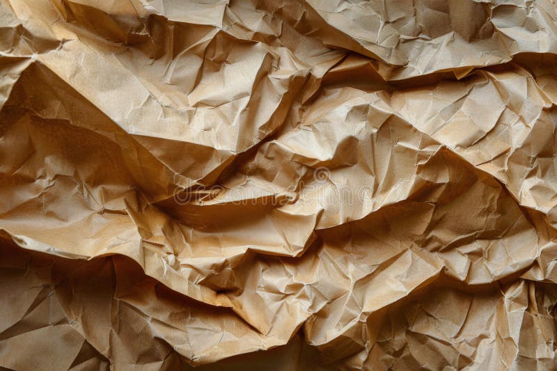 Closeup of a Brown Crumpled Paper Texture Stock Photo - Image of ...