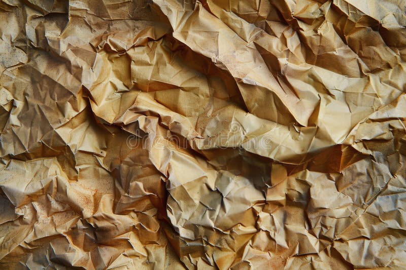 Closeup of a Brown Crumpled Paper Texture Stock Image - Image of ...