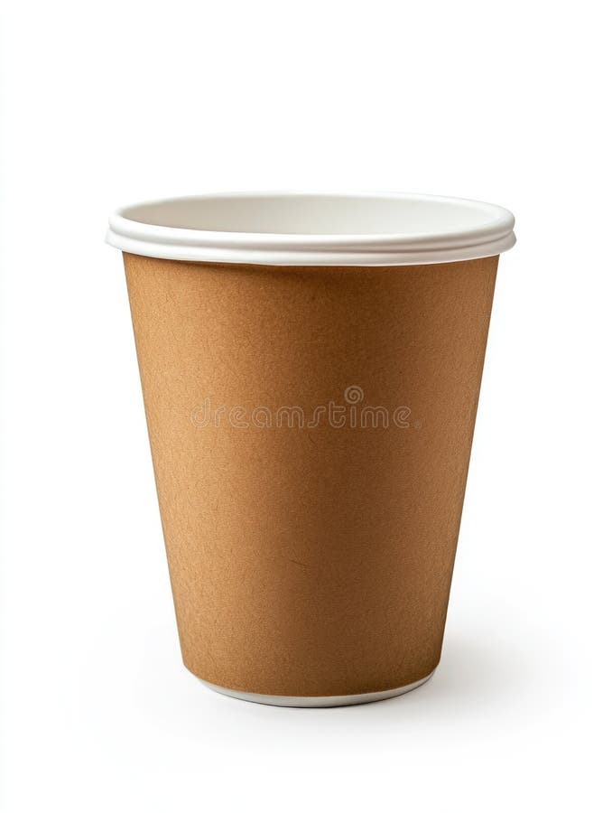 Brown Paper Cup with White Lid Stock Image - Image of common ...