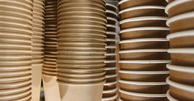 Brown Paper Cups for Coffee Stacked Detailed Texture Background Stock ...