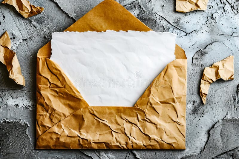 Brown Paper Envelope with White Piece of Paper Inside it Placed on ...
