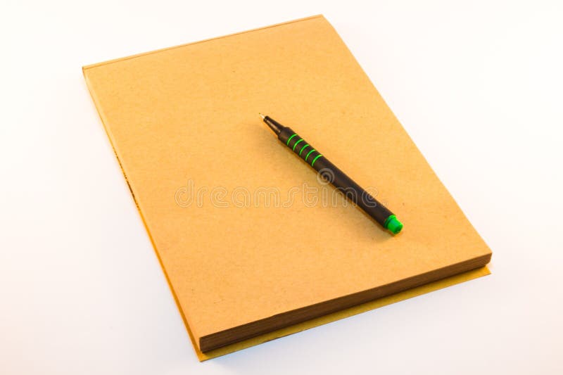 Brown Paper Notebook with Pen Stock Photo - Image of cartoon, gilded ...