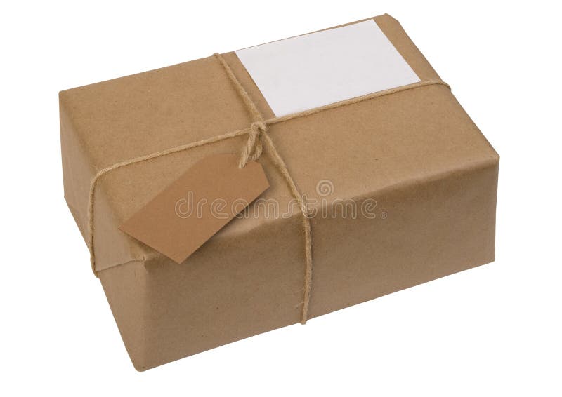 Brown Paper Package Tied with String with Label Stock Image - Image of ...